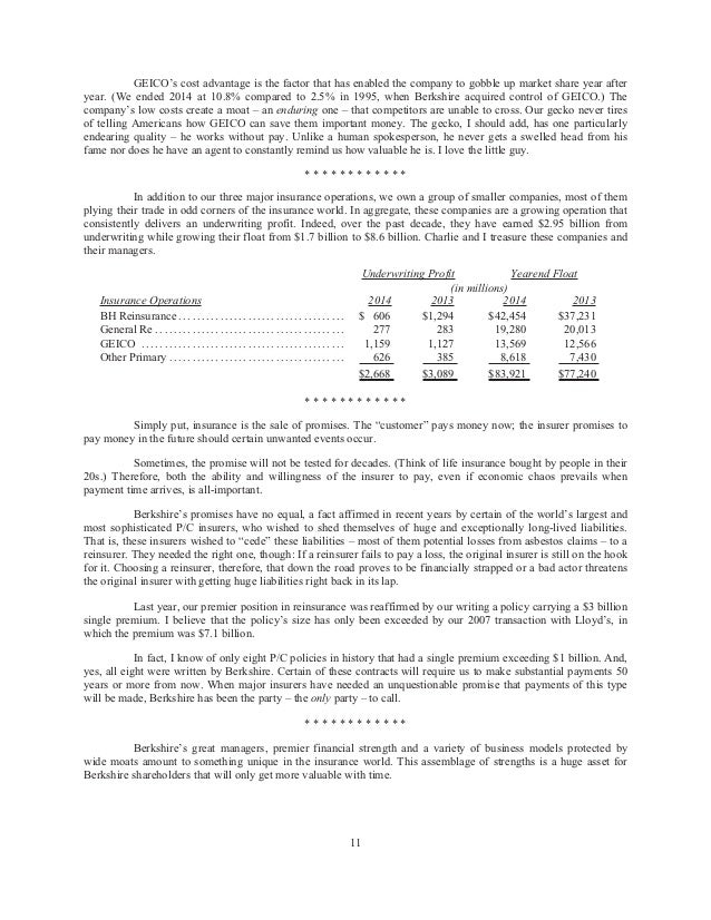 Berkshire Hathaway Annual Shareholder Letter - 2014