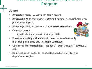 CAPA- Effective CAPA Systems | PPTX