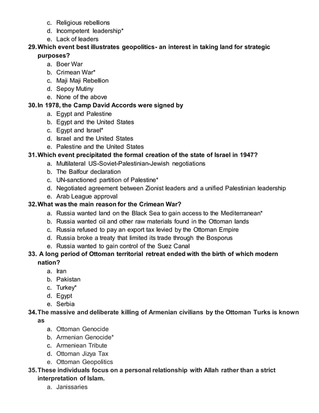 2014 Middle East Test | DOCX