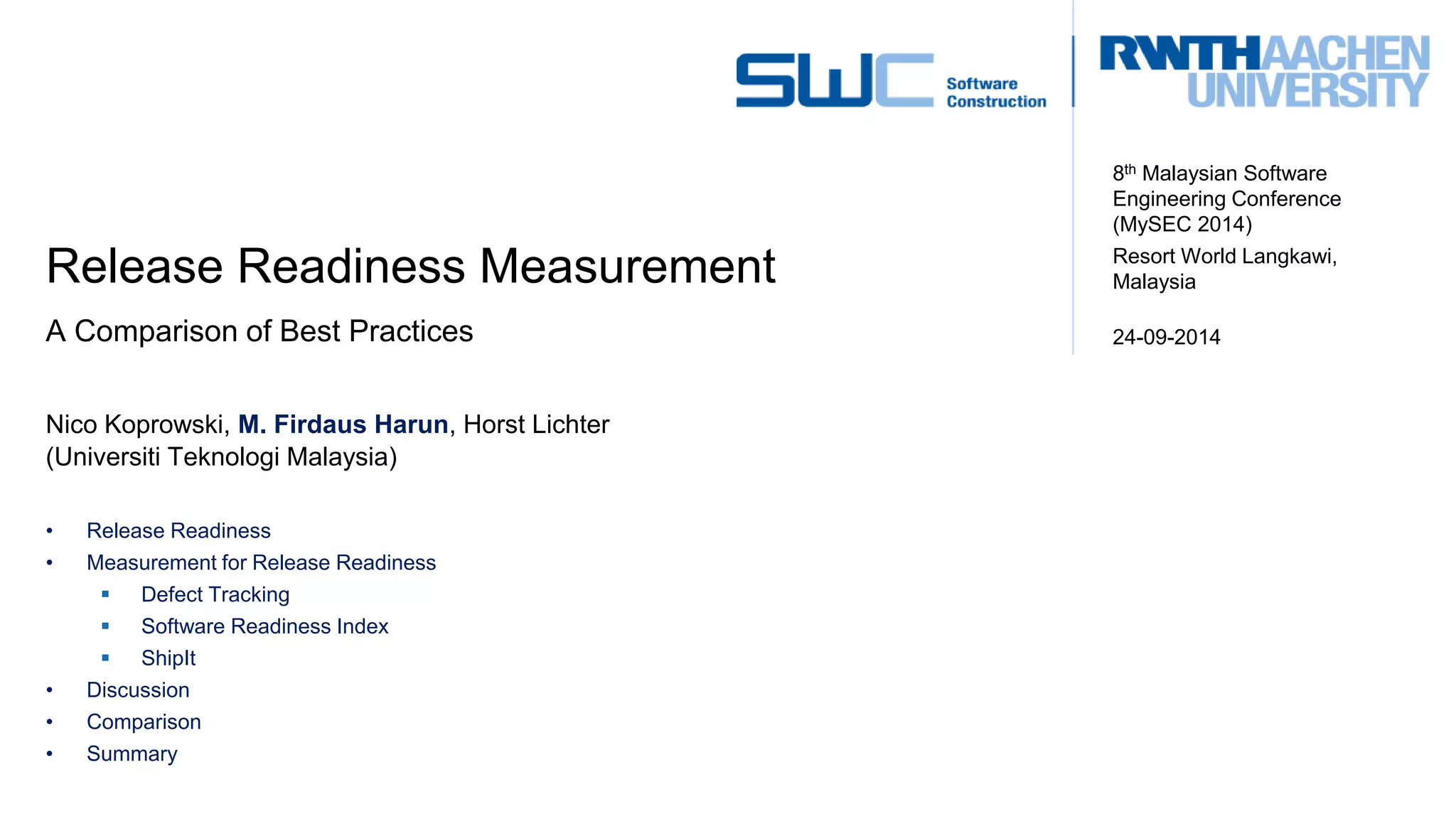 A Comparison of Release Readiness Approaches | PPT