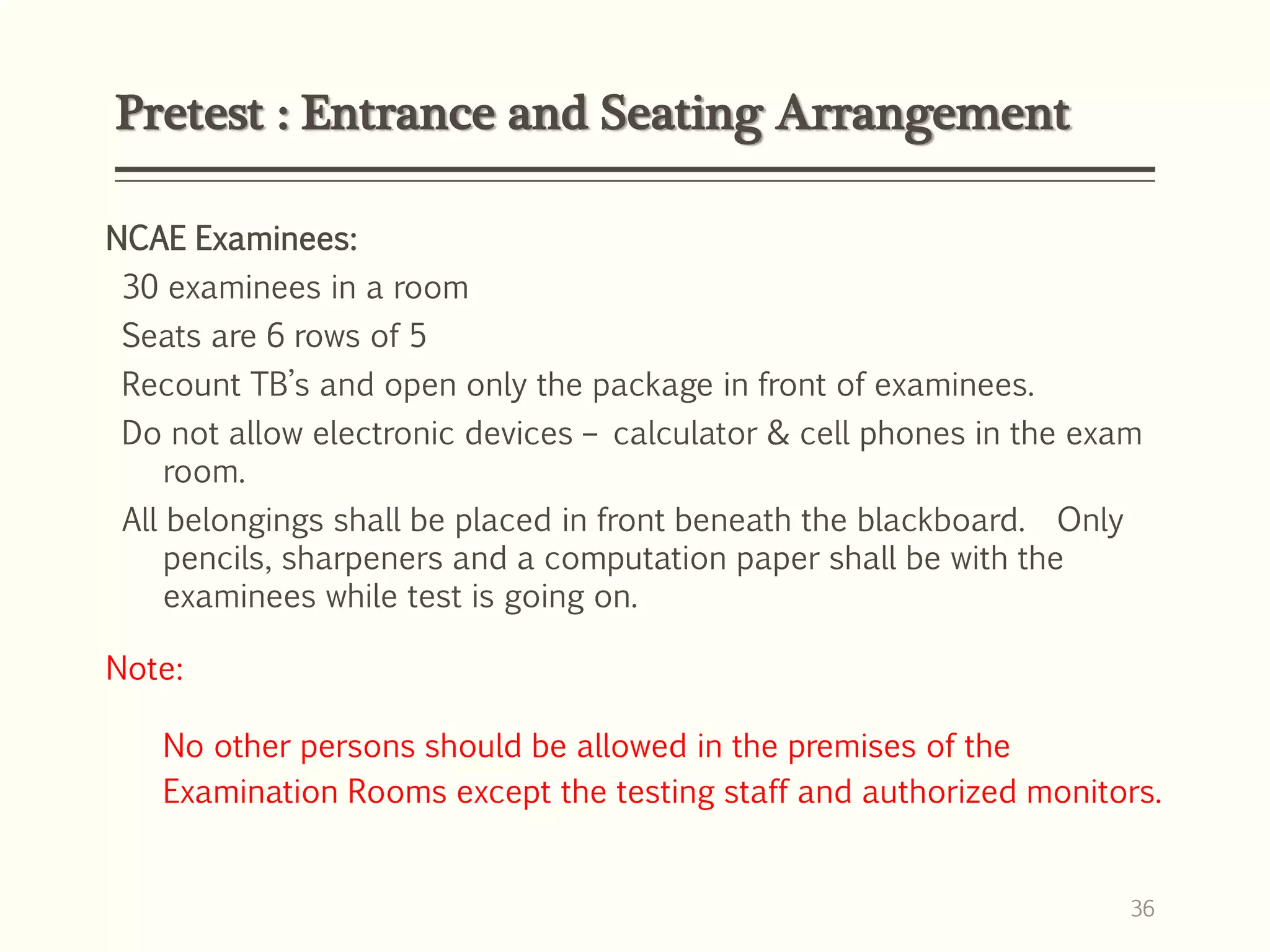 2014 ncae test admin guidelines ms. dolly pagatpatan | PPTX
