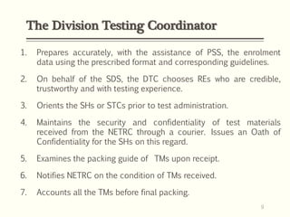 2014 ncae test admin guidelines ms. dolly pagatpatan | PPTX