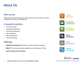 Bersin by Deloitte: Get Smart on Selection | PPTX