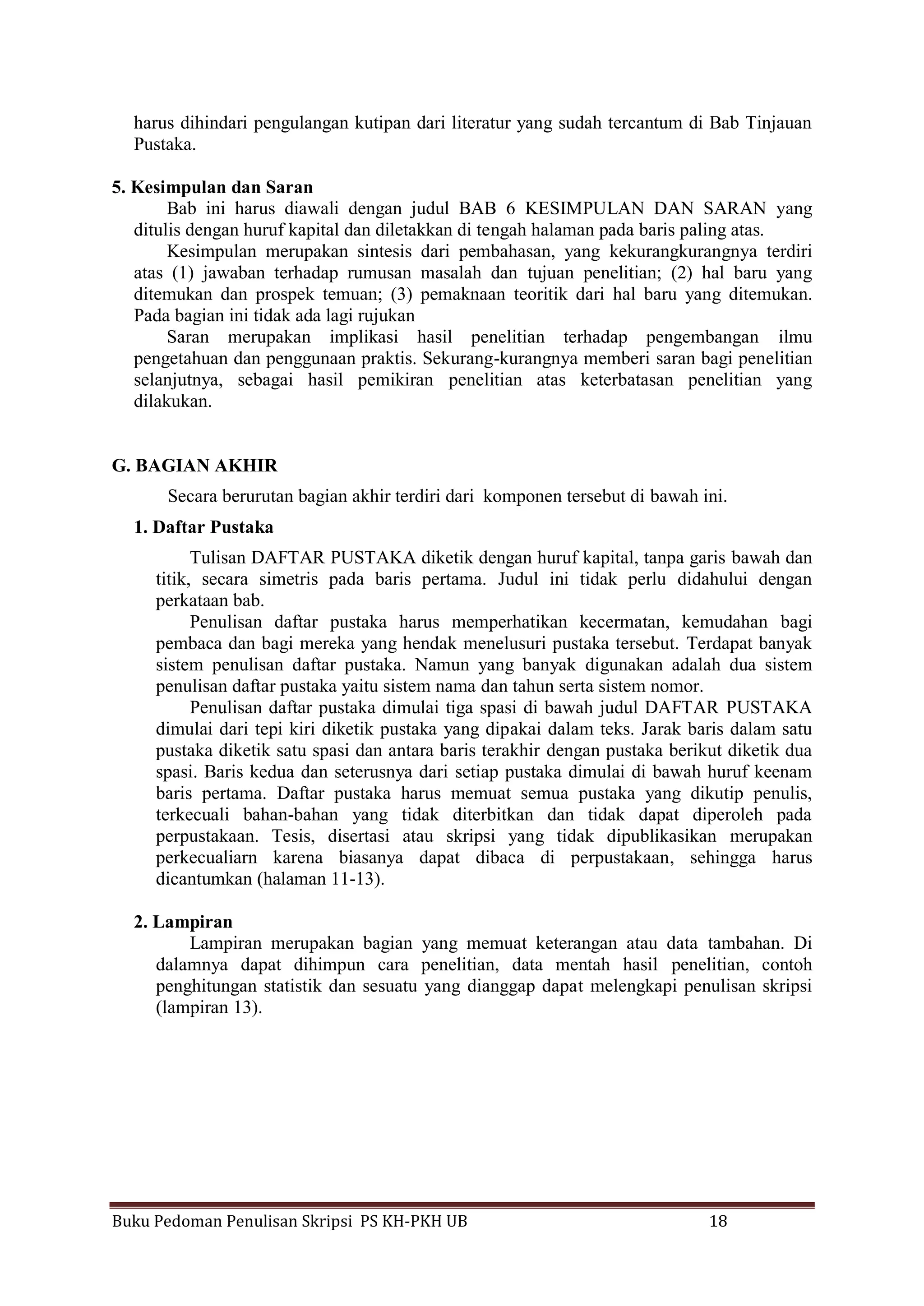 pedoman penulisan skripsi Kedokteran Hewan | PDF
