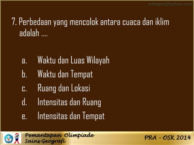 Soal Latihan OSK Geografi nhuda | PPT