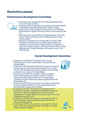 2014 CARAGA REGIONAL DEVELOPMENT COUNCIL ACCOMPLISHMENT REPORT | PDF