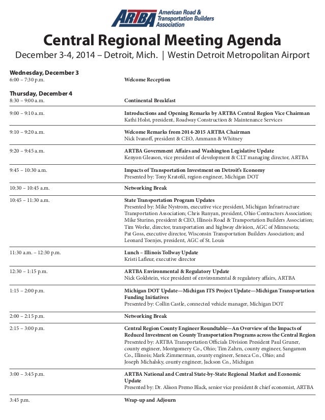 2014 Central Regional Meetings Agenda