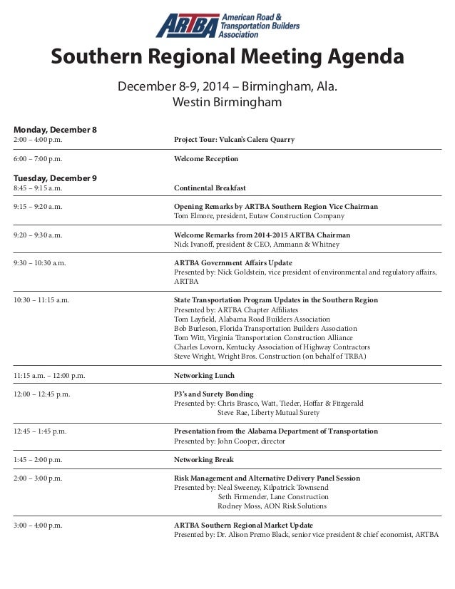 2014 Southern Regional Meetings Agenda
