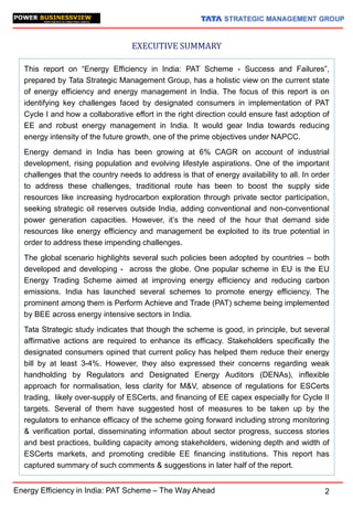Report Energy Efficiency in India: PAT Scheme - The Way Ahead | PDF