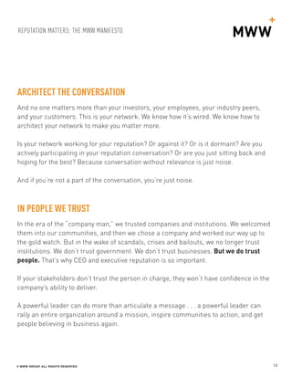 Reputation Matters: The MWW Manifesto | PDF