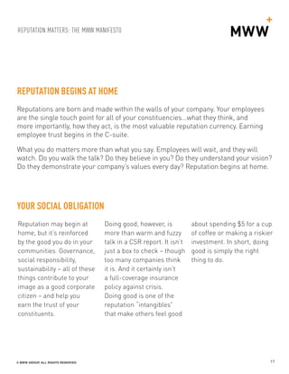 Reputation Matters: The MWW Manifesto | PDF