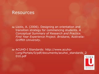 Using Lizzio’s ‘Five Senses’ to Shape Residents’ First Year Experience ...