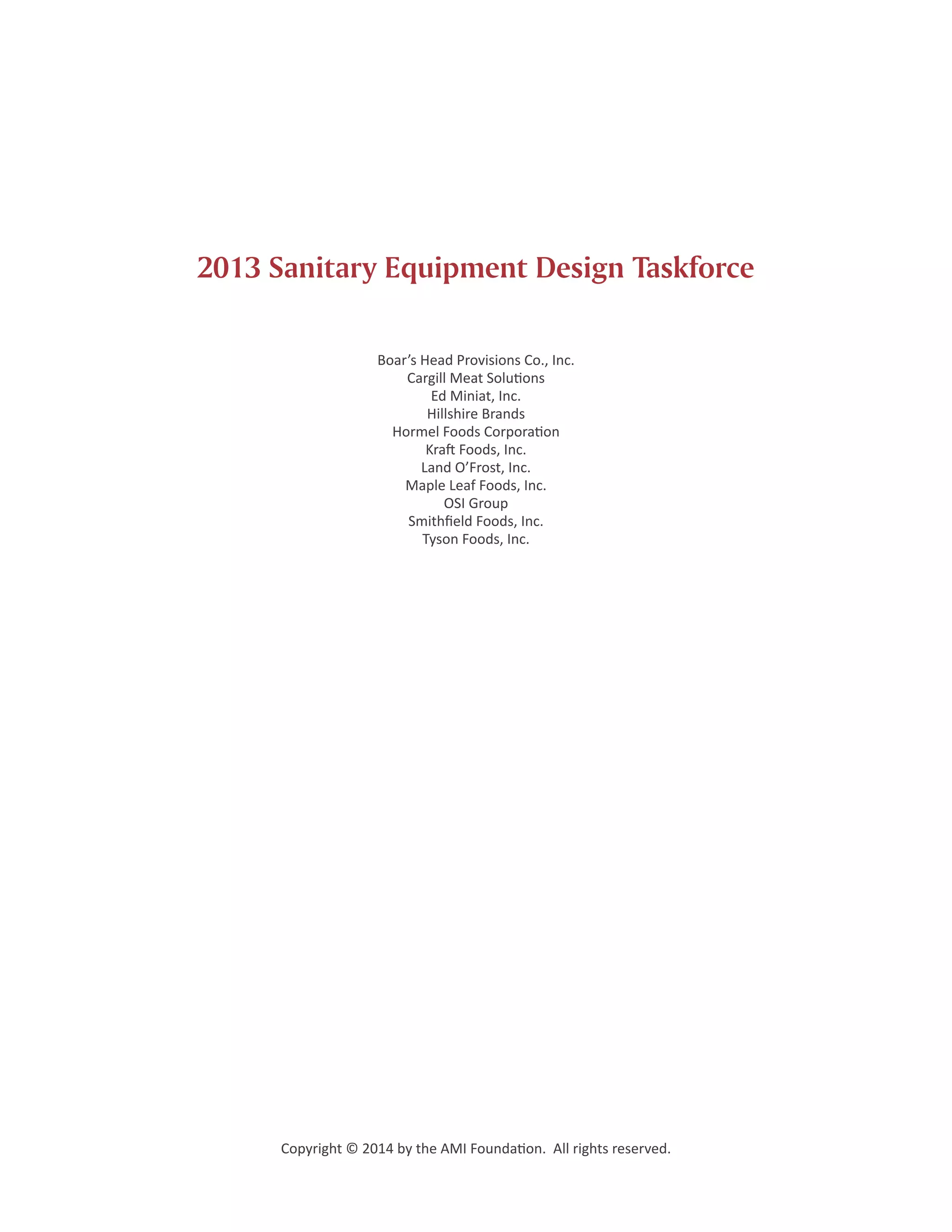 Sanitary Equipment Design Principles CHECKLIST & GLOSSARY American Meat ...