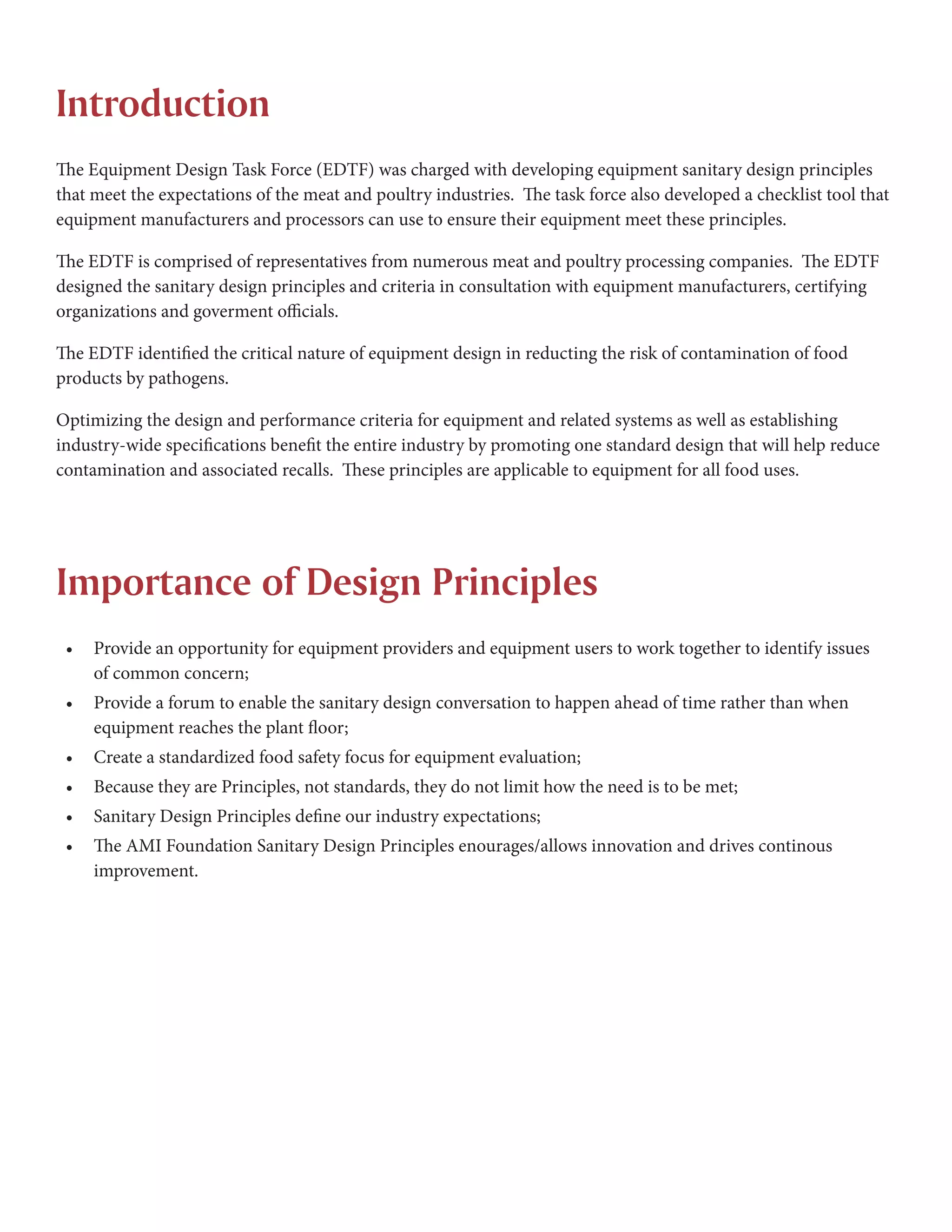 Sanitary Equipment Design Principles CHECKLIST & GLOSSARY American Meat ...