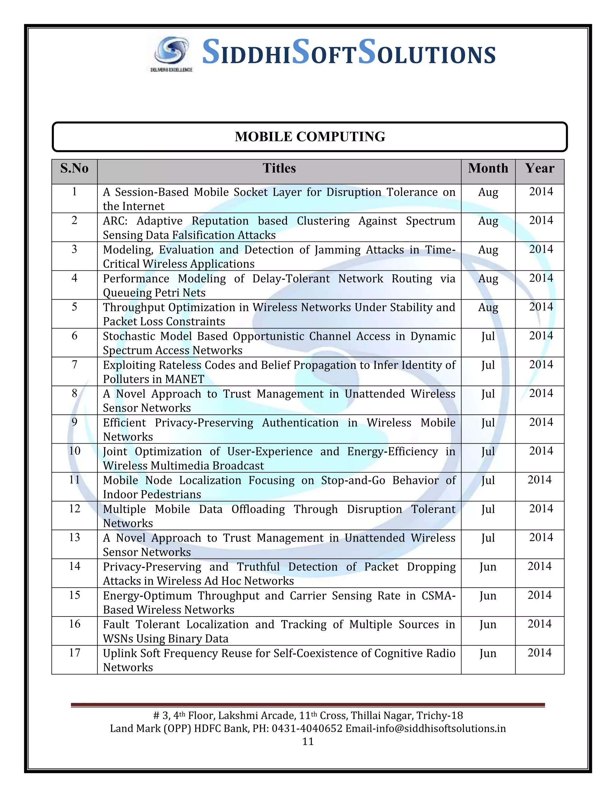 B.E /B.tech Final year ieee project tiles in Trichy | DOCX