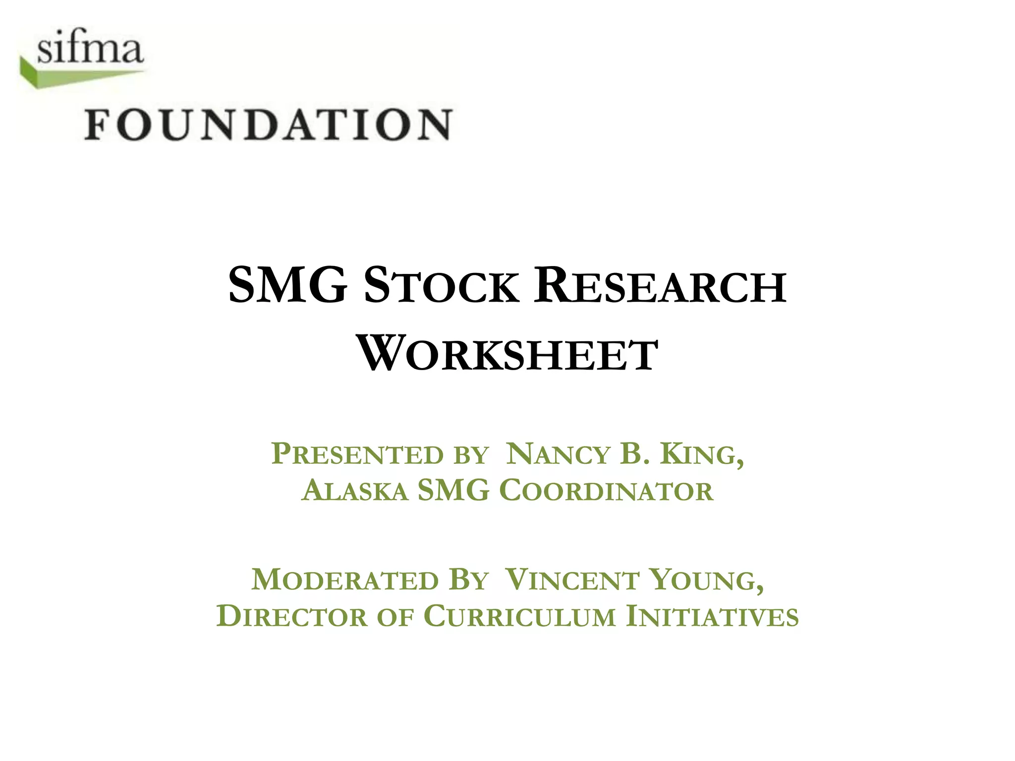 SMG Stock Research Worksheet 2014 Presentation | PPTX