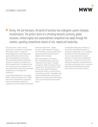 Sustainable Leadership | PDF | Executive Leadership & Management | Business