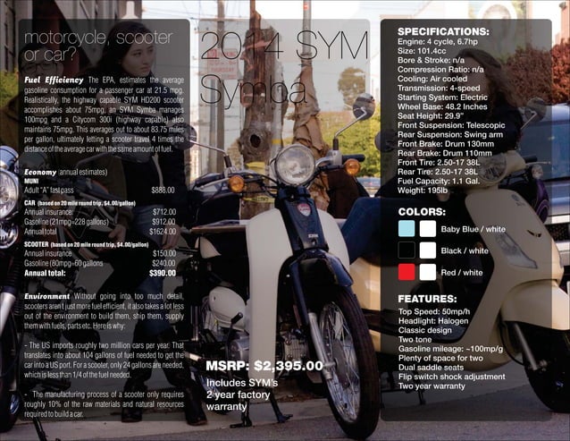 2014 SYM Symba Honda Cub Scooter Specifications | PPT