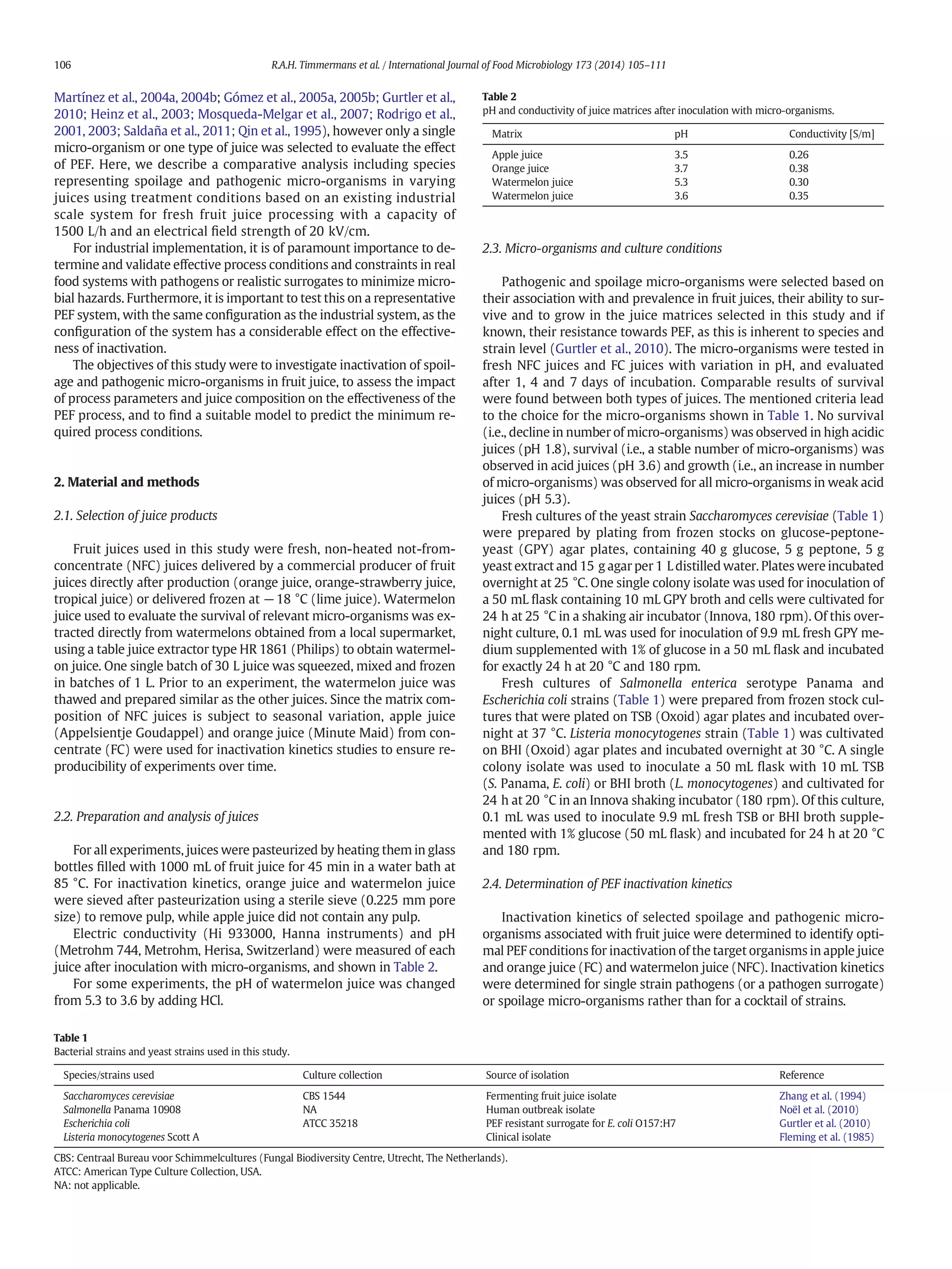 Timmermans et.al. - PEF 2.0 processing of different fruit juices ...