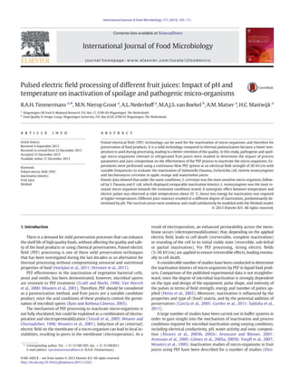 Timmermans et.al. - PEF 2.0 processing of different fruit juices ...