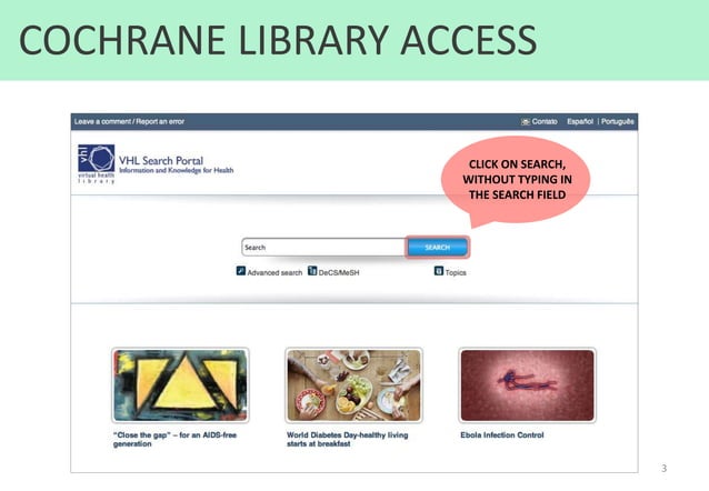 Tutorial Cochrane Library: content access | PPTX