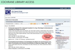 Tutorial Cochrane Library: content access | PPTX