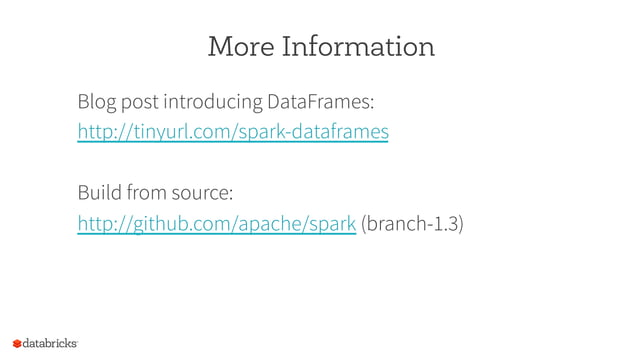 Introducing DataFrames in Spark for Large Scale Data Science | PDF | Databases | Computer ...