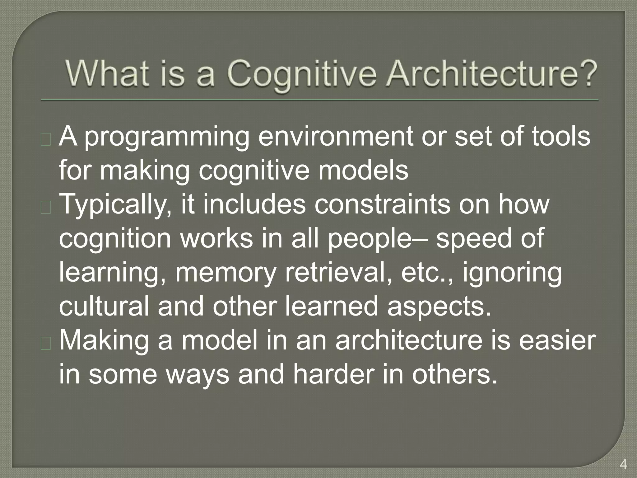 Cognitive architectures | PPTX
