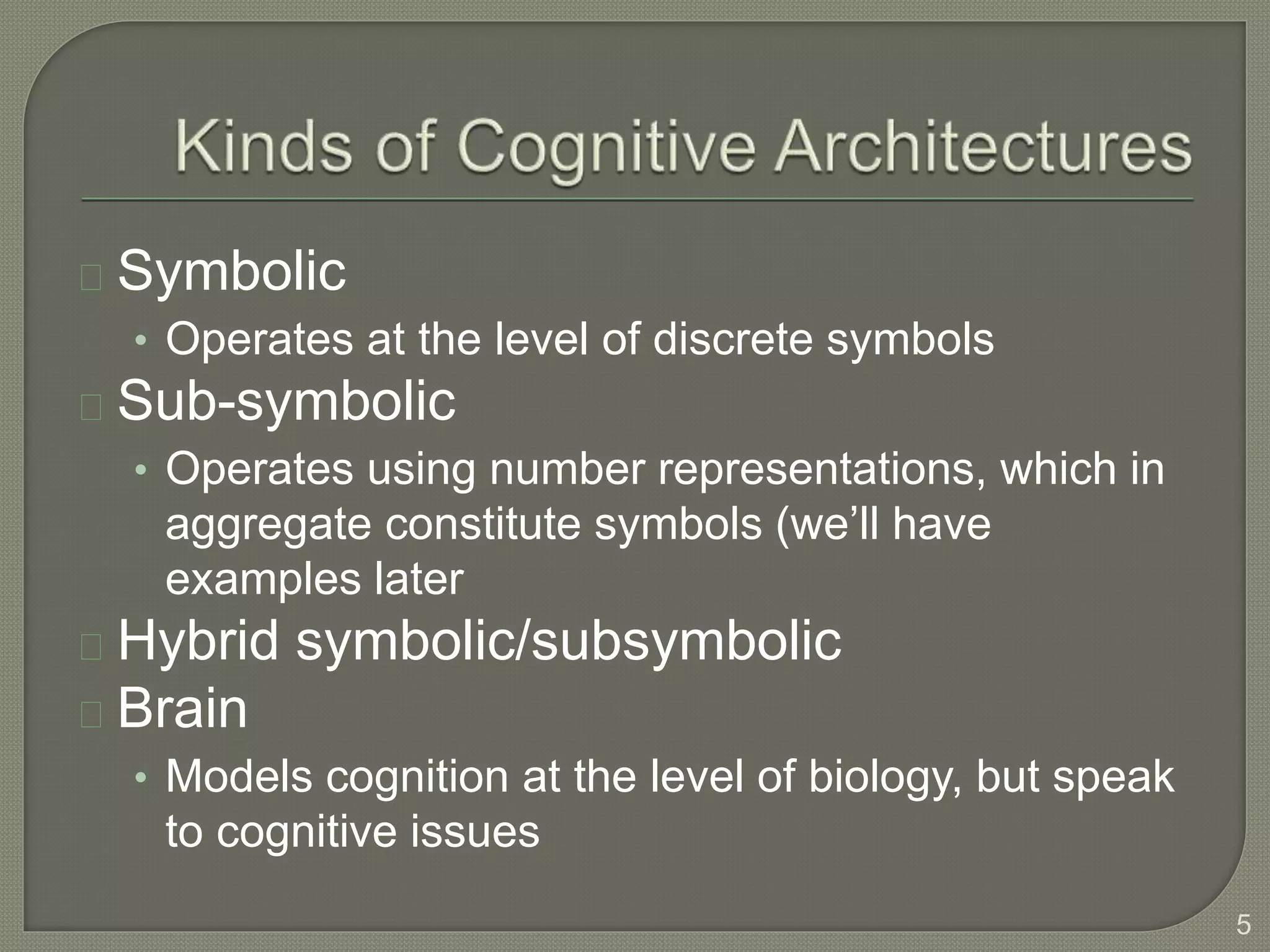 Cognitive architectures | PPTX