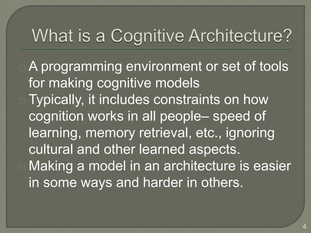 Cognitive architectures | PPTX | Artificial Intelligence | Technology ...