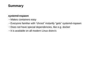 Containers with systemd-nspawn | PPT