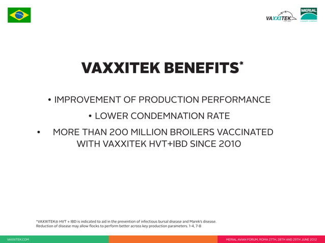 VAXXITEK HVT + IBD - Field Study - Brazil - Merial | PPT
