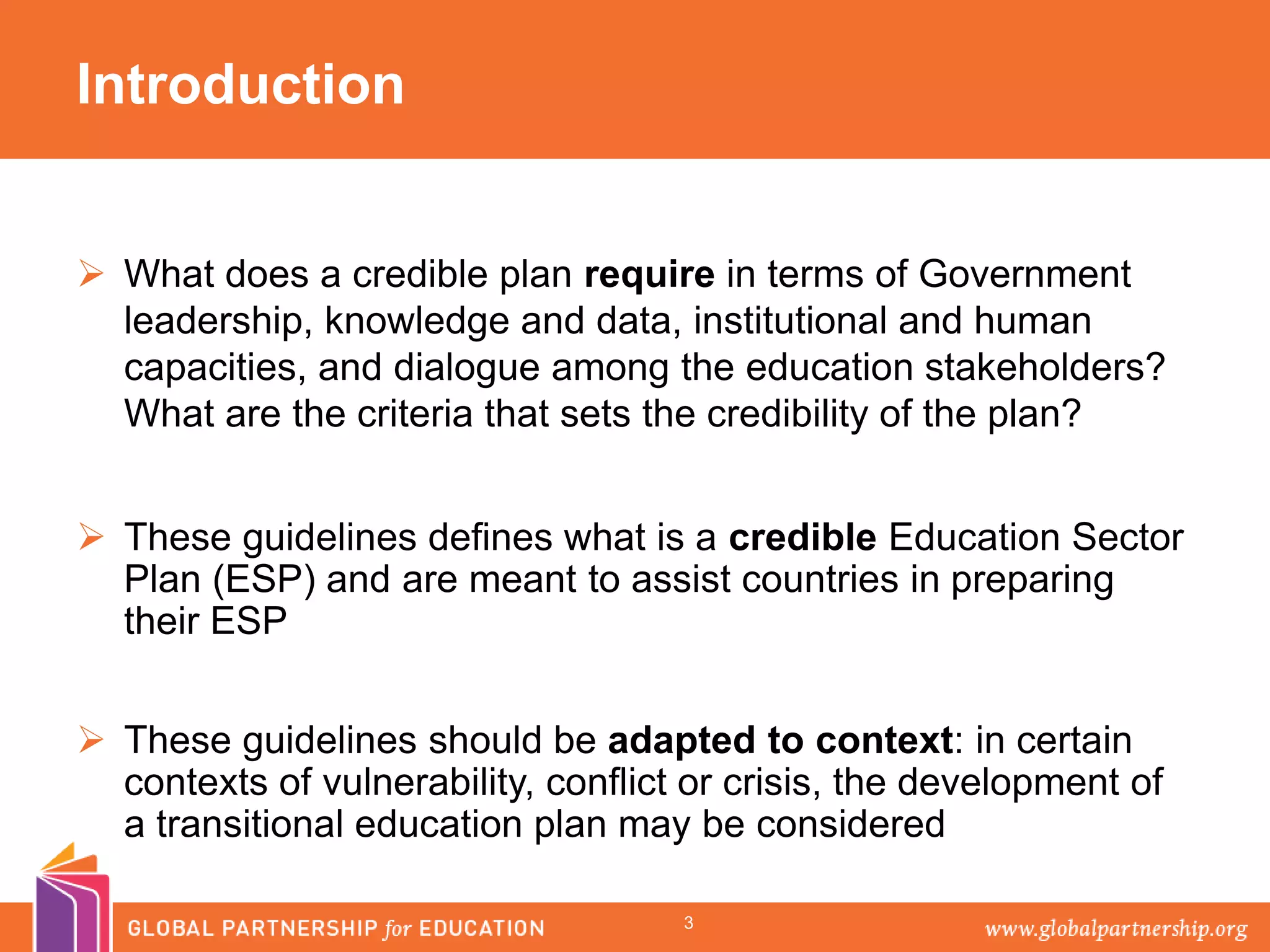 Guidelines for preparing a credible education sector plan | PPT