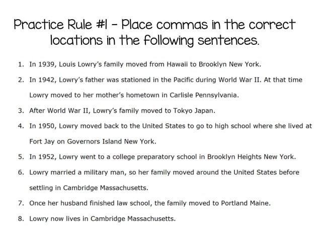 GRAMMAR SKILLS: COMMA RULES | PPT