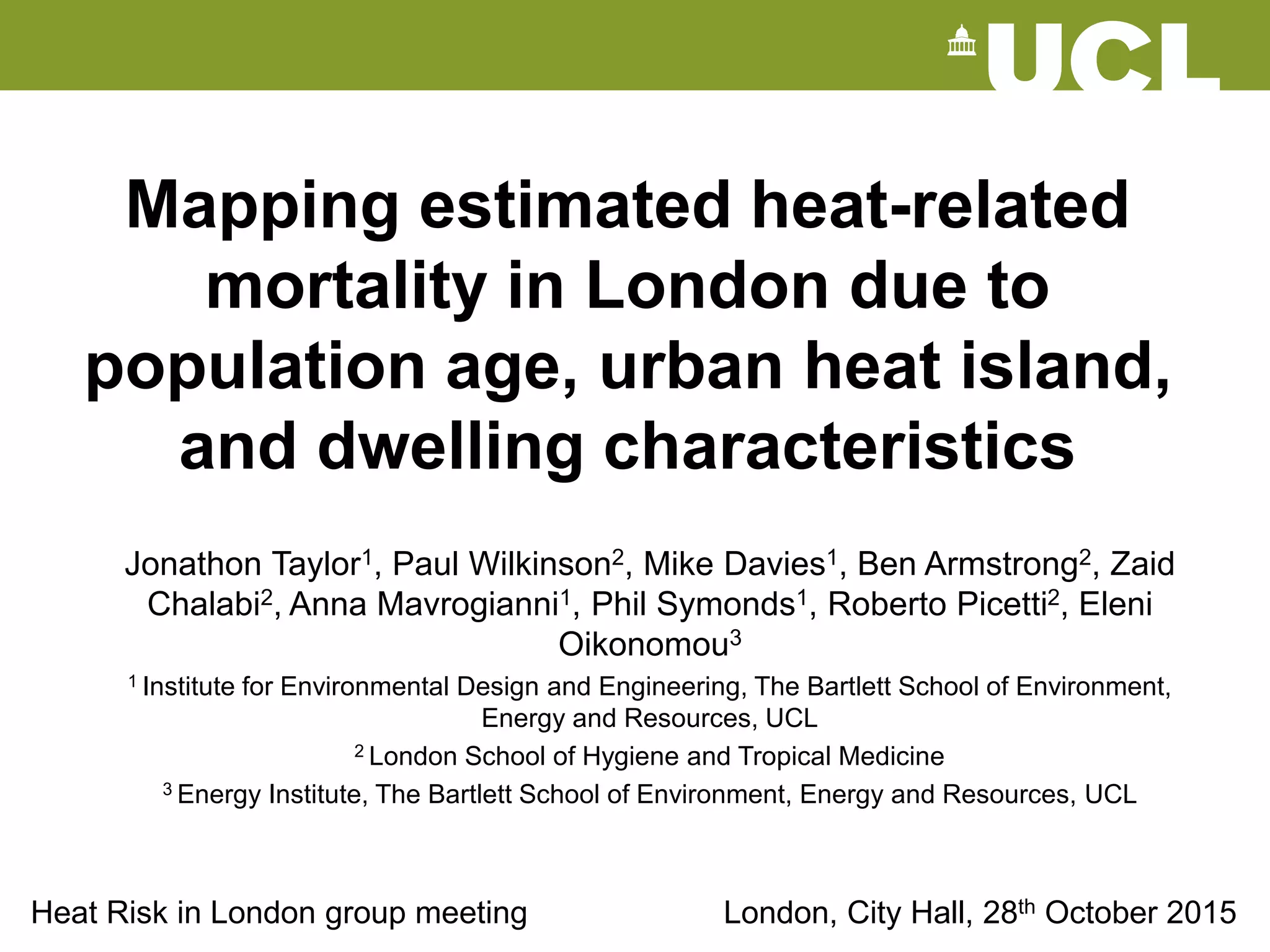 UCL IEDE urban heatwave vulnerability mapping | PPTX