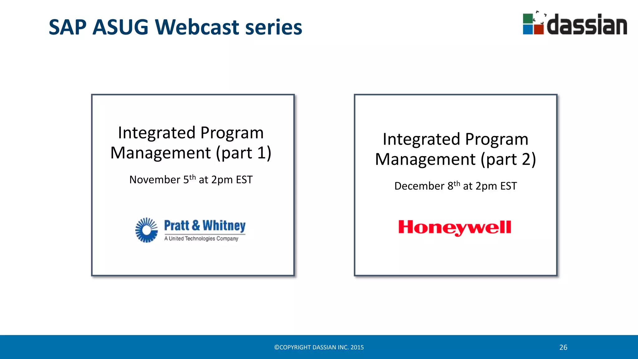2015 10 integrated program mgmt dassian overview | PPSX