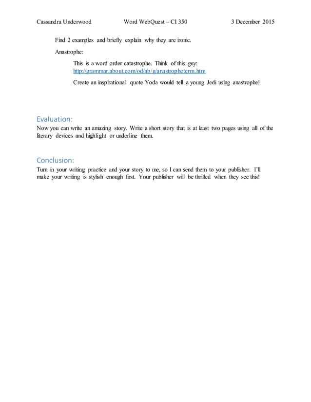 CI 350 WebQuest - Figurative Language | PDF