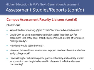 Higher Education & Massachusetts' Next-Generation Assessment | PPT