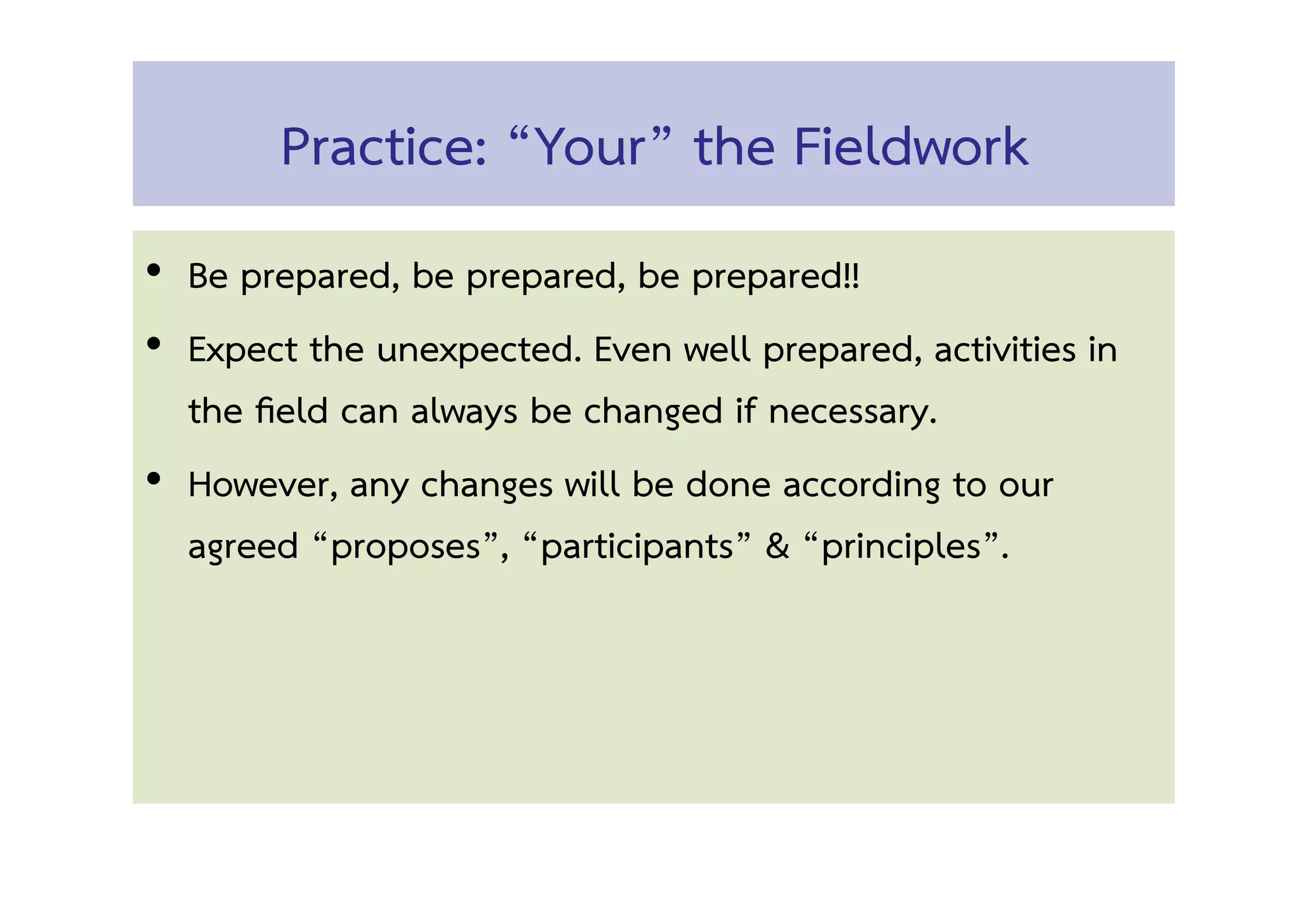 Preparation for the fieldwork 2015.2.27