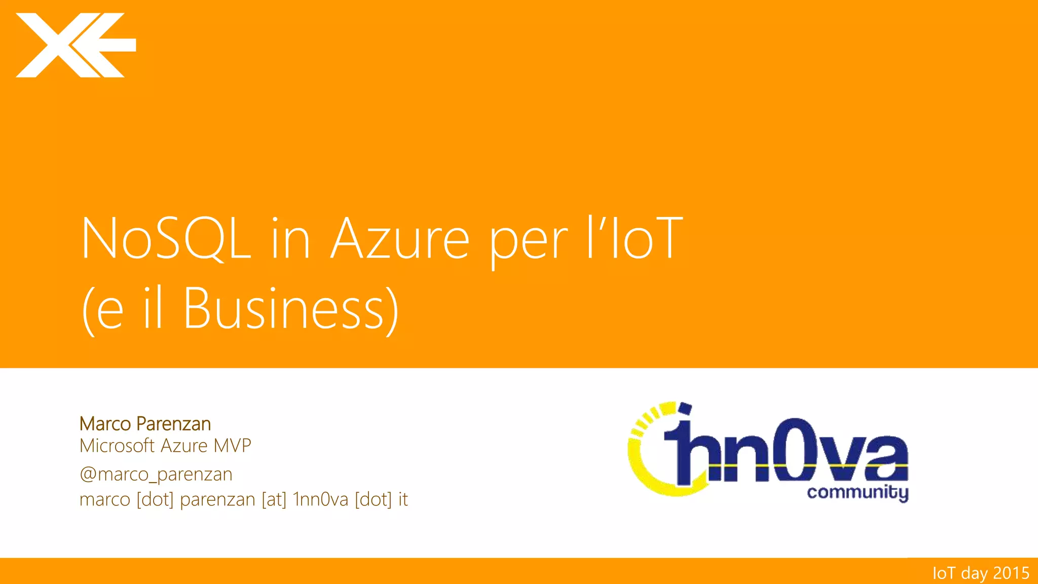 NoSQL Database in Azure for IoT and Business | PPT