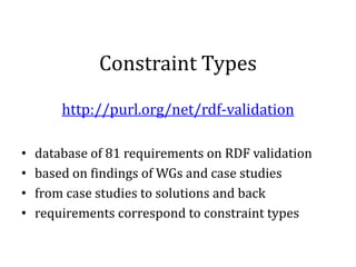 2015.09. - The Role of Reasoning for RDF Validation (SEMANTiCS 2015) | PPT