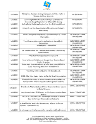 2015 - 2016 IEEE Project Titles and abstracts in Java | PDF