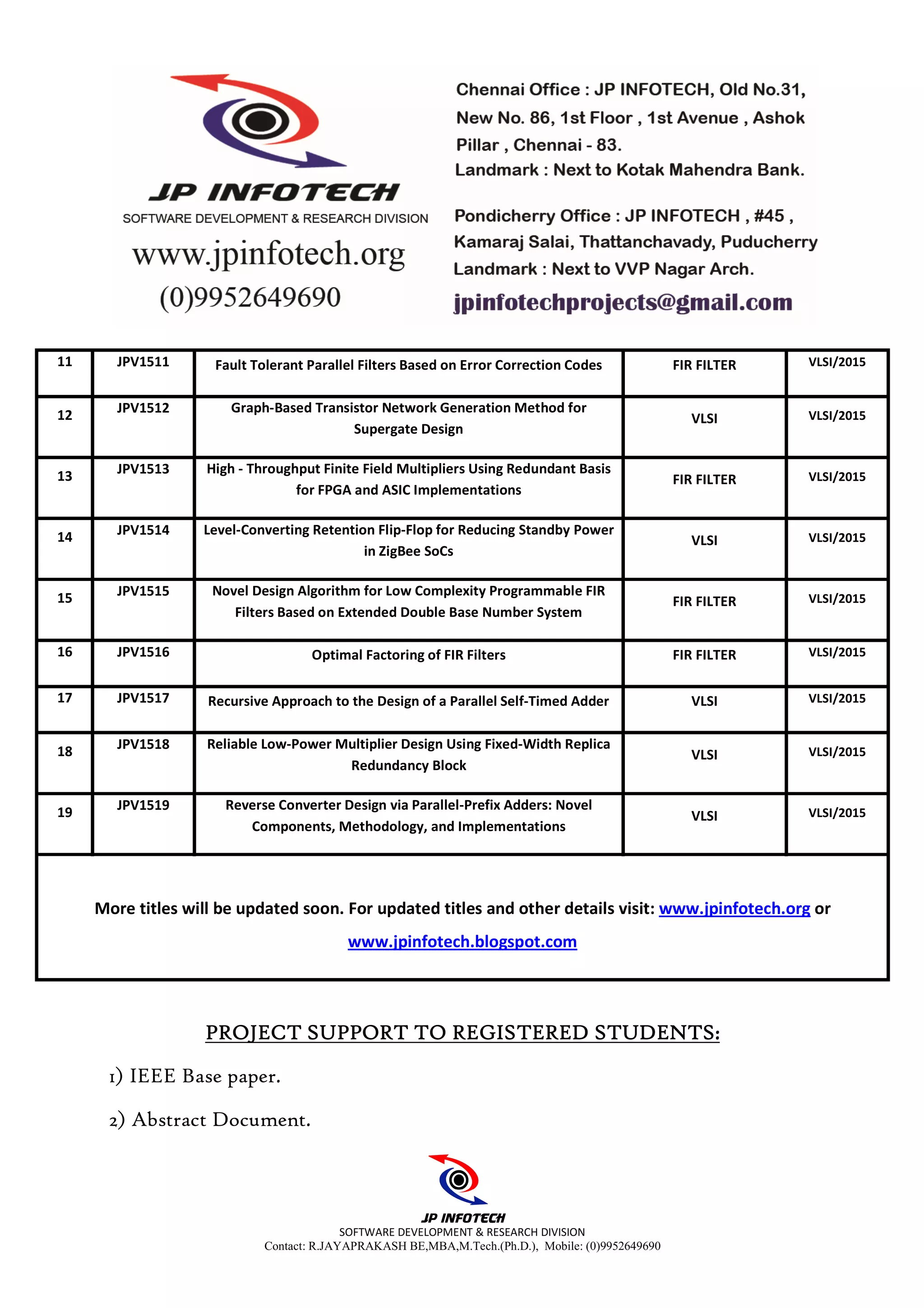 2015 2016 ieee vlsi project titles | PDF