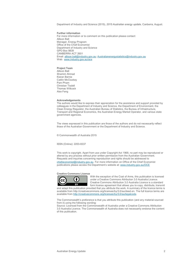 2015 Australian Energy Statistics | PDF | Power and Energy Industry | Industries