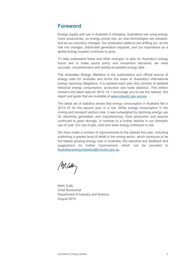 2015 Australian Energy Statistics | PDF | Power and Energy Industry | Industries