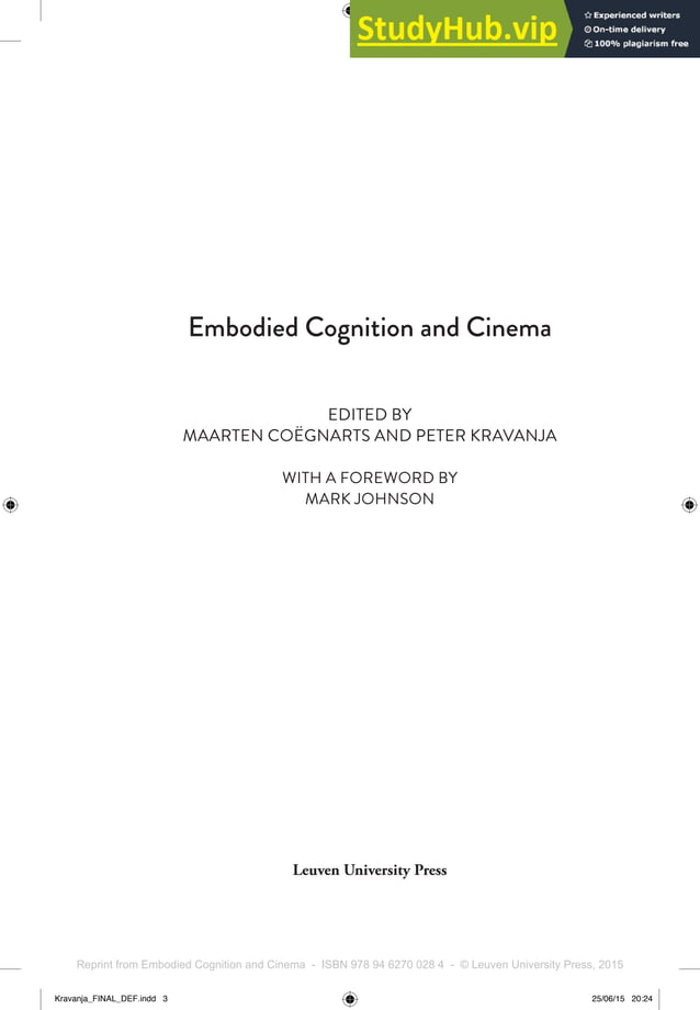 2015 - Embodied Cognition And Cinema | PDF
