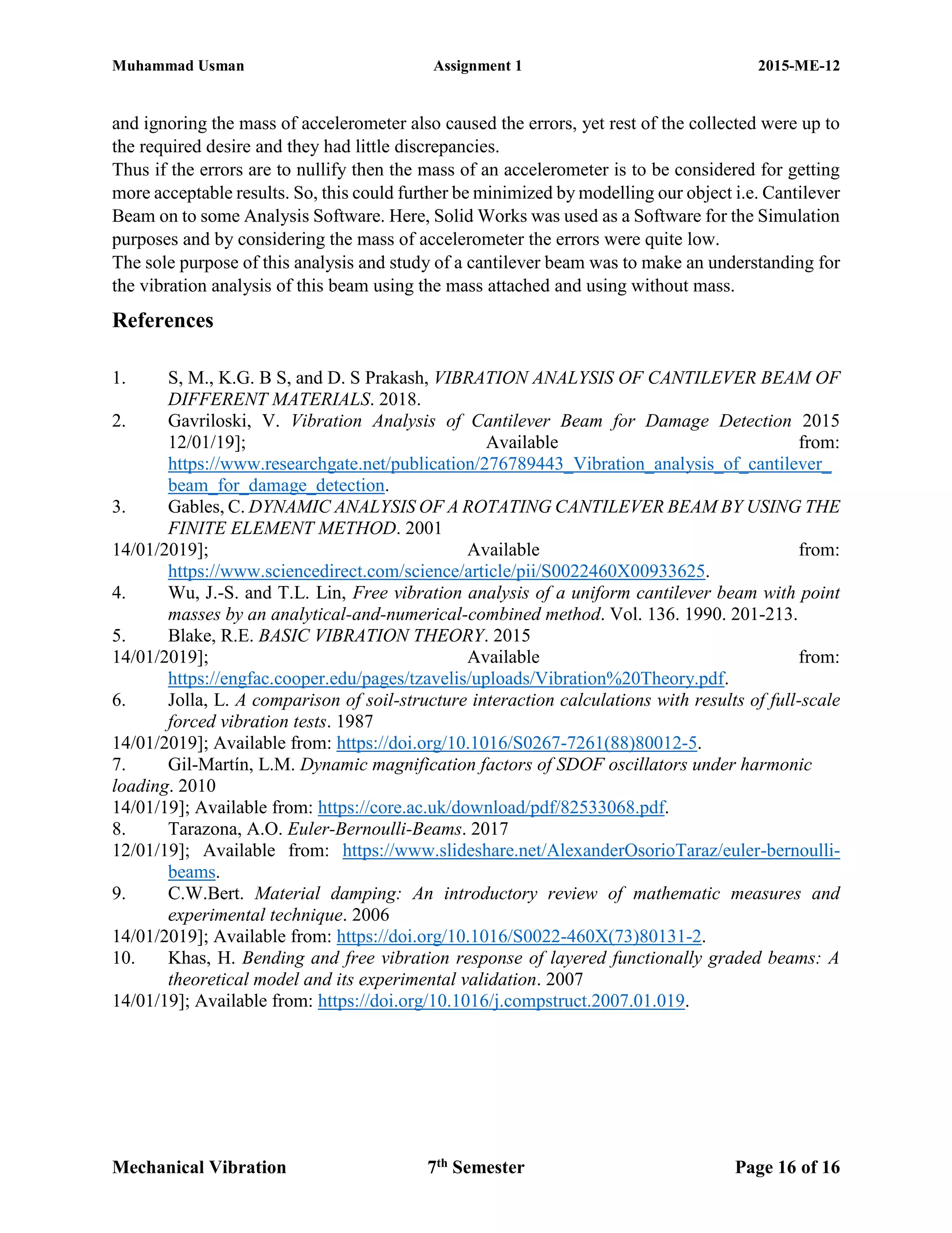 Vibration Analysis and Modelling of a Cantilever Beam | PDF