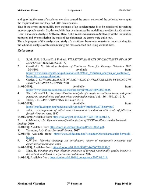 Vibration Analysis And Modelling Of A Cantilever Beam Pdf