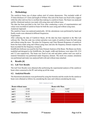 Vibration Analysis and Modelling of a Cantilever Beam | PDF
