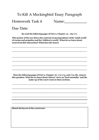 Mini essay 4 - to kill a mockingbird essay paragraph - Homework ...